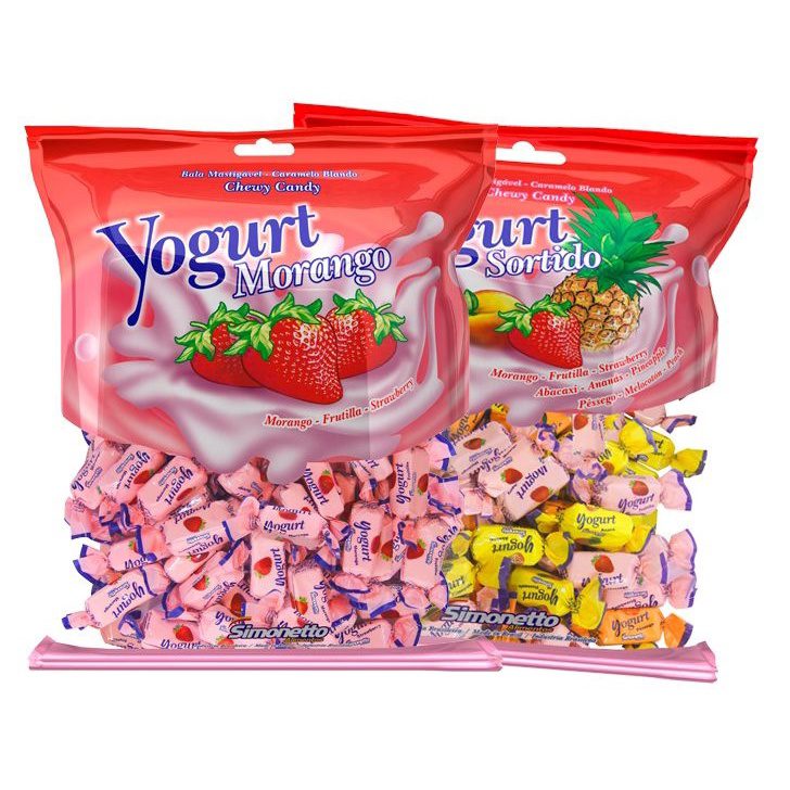 Bala Mastigavel Sabor Yogurte Morango / Sortido 500g - Simonetto ...